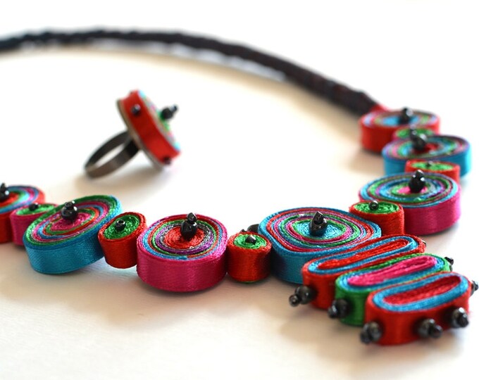 Special Offer Textile Necklace From Sunday Sugar Cubes - Etsy