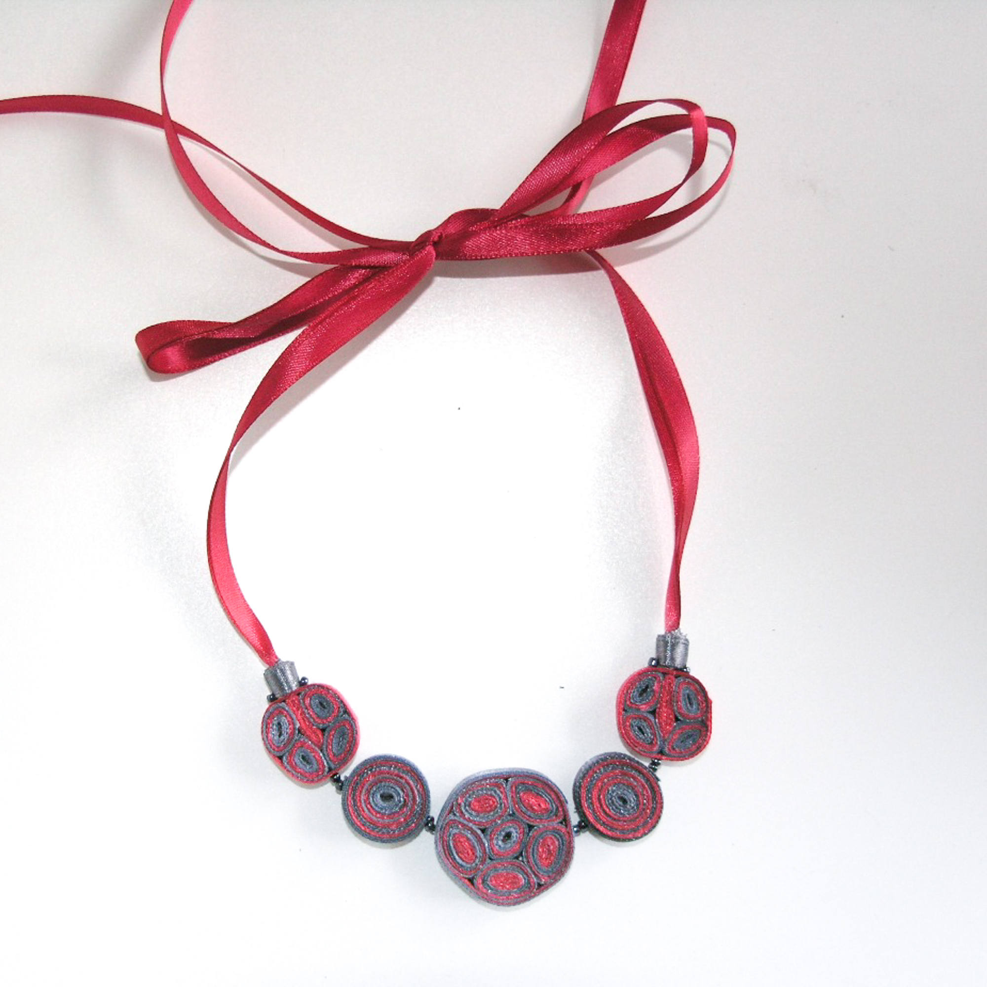 Personalized Gift for Woman Textile Necklace Red Fiber - Etsy