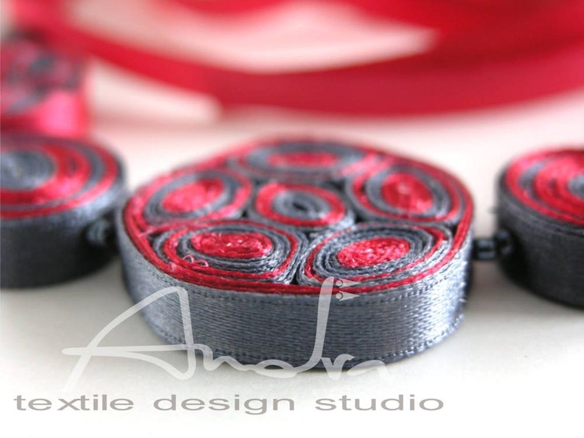 Personalized Gift for Woman Textile Necklace Red Fiber - Etsy