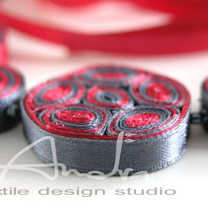 Personalized Gift for Woman, Textile Necklace Red, Fiber Necklace ...