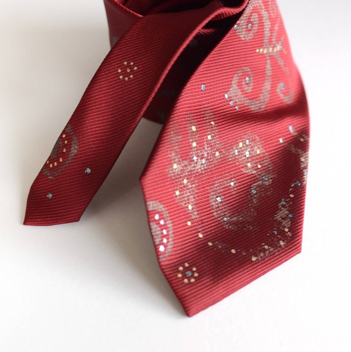 Men Necktie Red, Hand Painted Neck Tie Red, Gift for Men, Butterfly ...