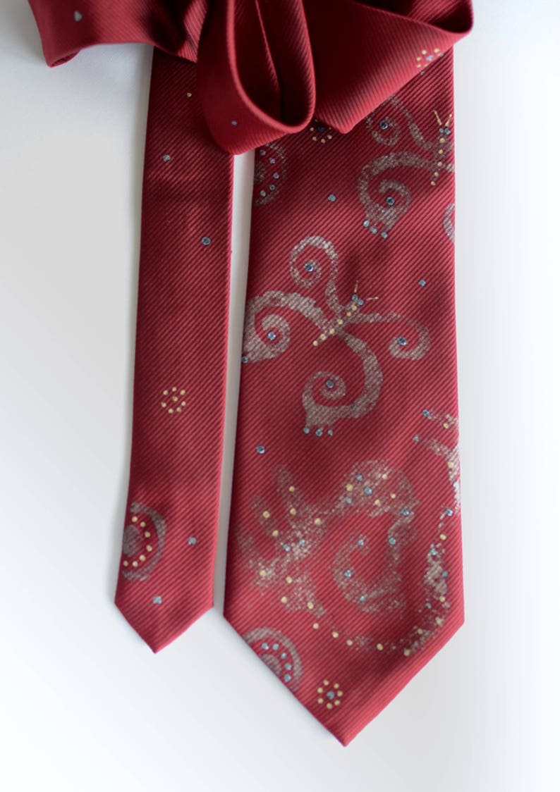 Men Necktie Red, Hand Painted Neck Tie Red, Gift for Men, Butterfly ...