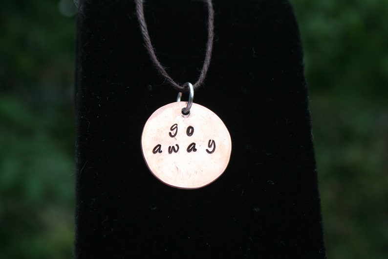 Go Away Hammered Penny Charm Necklace Copper Humor Pandemic - Etsy