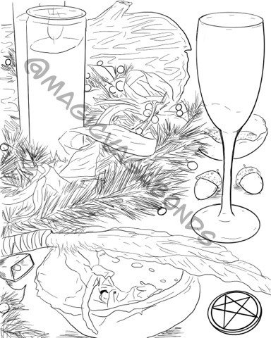 Yule Download Printable Coloring Page Downloadable Pagan | Etsy