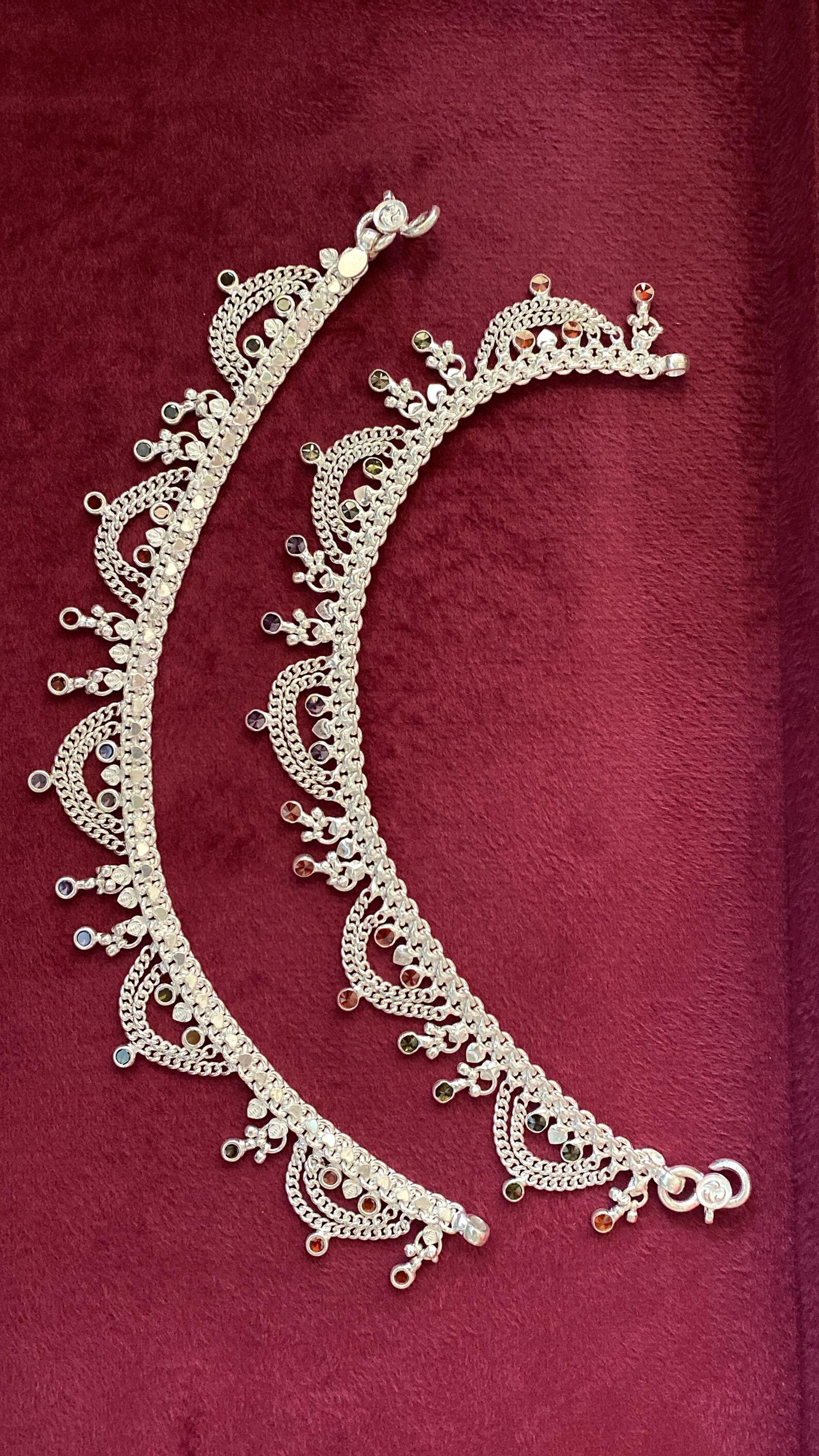 Handmade 925 Silver Anklet, Indian Payal With Dangling Charms - Etsy