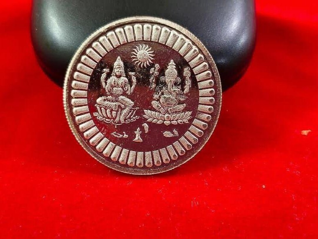 999 Pure Silver Coin 10 Grams, Laxmi Ganesh Shree Yantra Silver Coin ...