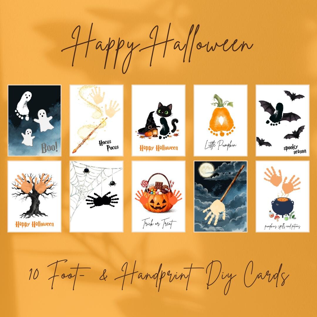 Halloween Handprint & Footprint Craft Templates (PDF) – Set of 10 ...