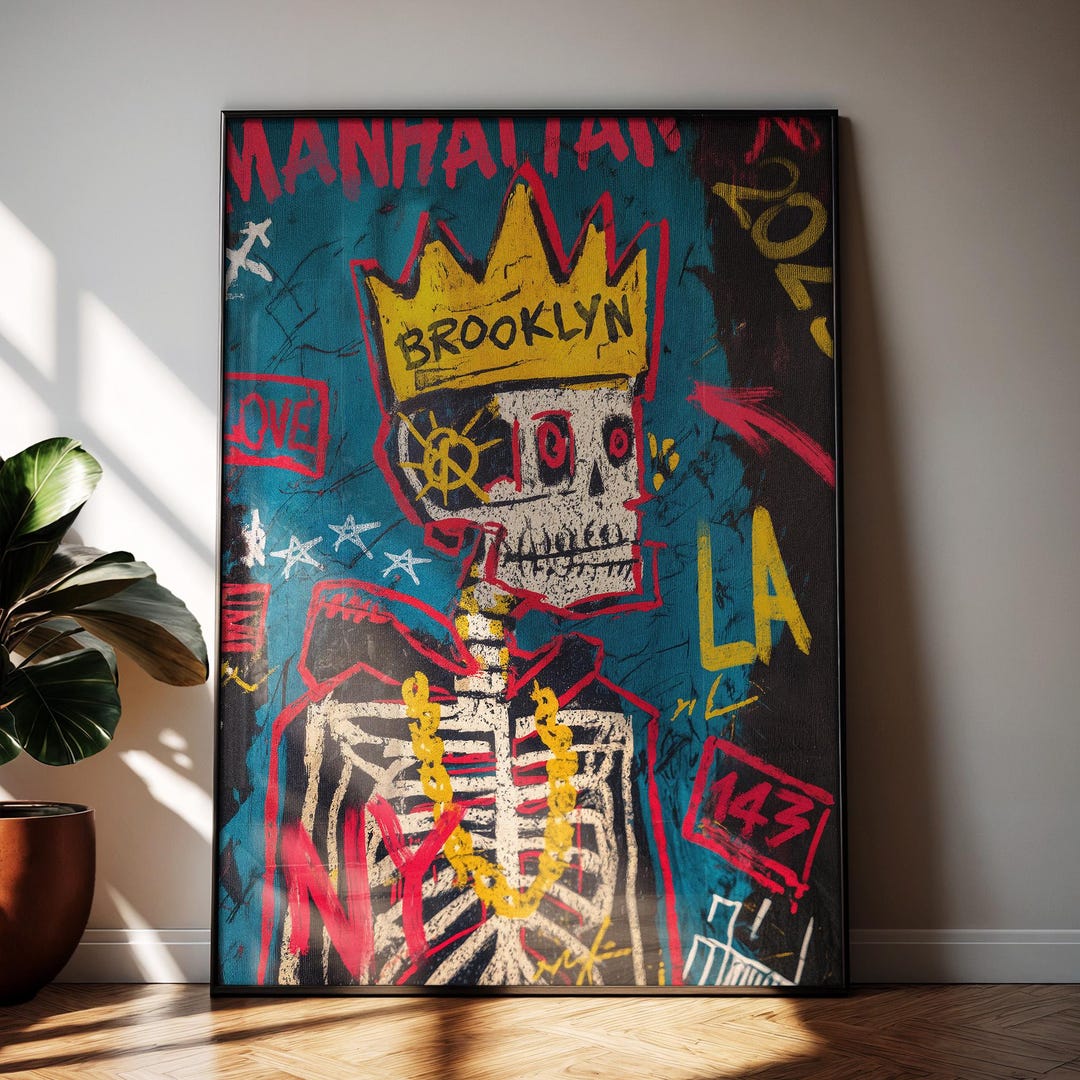 Basquiat Style Skeleton Graffiti Art Print: Urban Hypebeast Decor ...