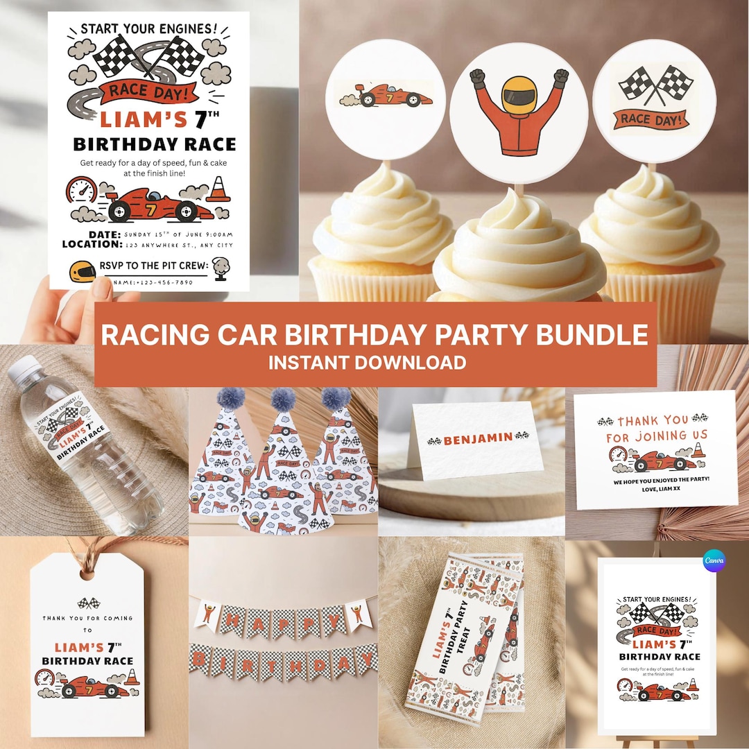 Editable Race Car Birthday Party Printables | Kids Racing Theme ...
