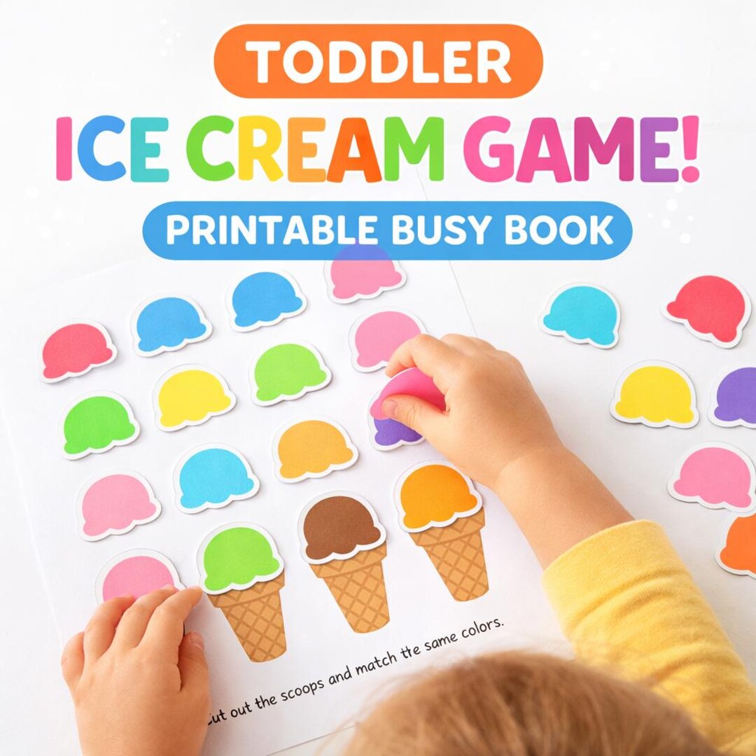 Ice Cream Cut and Paste Color Matching Game for Toddlers, Printable ...