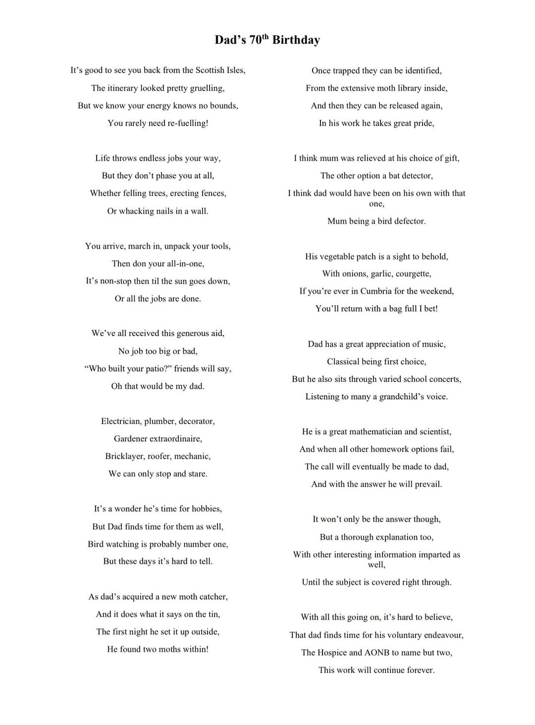 Personalised Rhyming Poems for Any Occasion. You Provide the Content ...