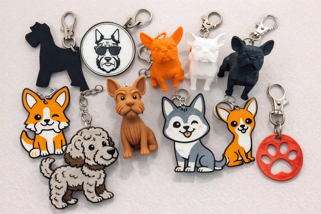 Dog Keychain STL Pack – 15 Adorable Puppy Designs for 3D Printing - Etsy