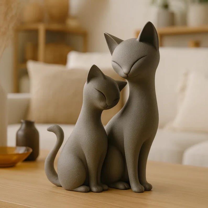 100 Cat Statue STL Bundle, 3D Printable Cat Figurines, Minimalist Cat ...