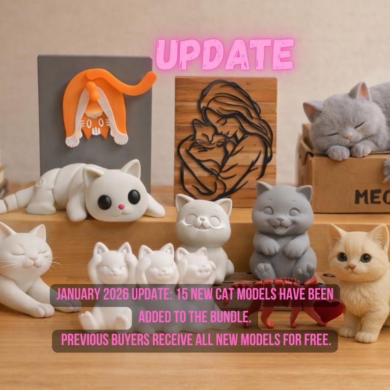 Cat STL Bundle – 35+ Cute Cat Models for 3D Printing - Etsy
