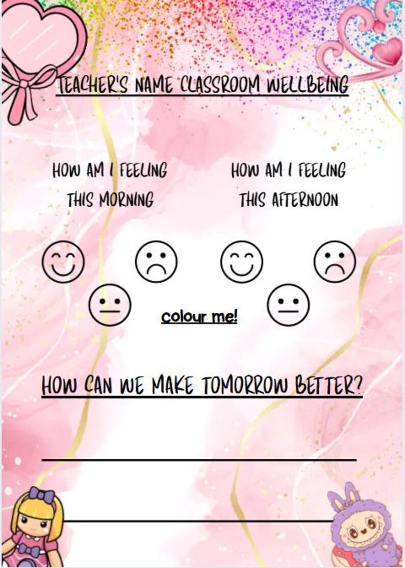 Editable Wellbeing Board Printable – Kids’ Daily Mood & Feelings ...
