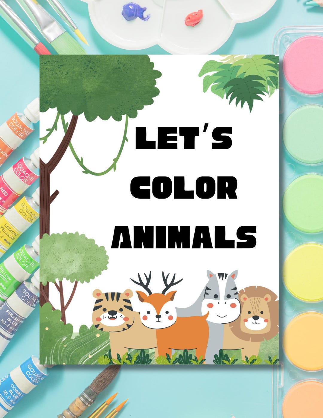 Let's Color Animals -printable Coloring Book for Kids-jungle and Zoo ...