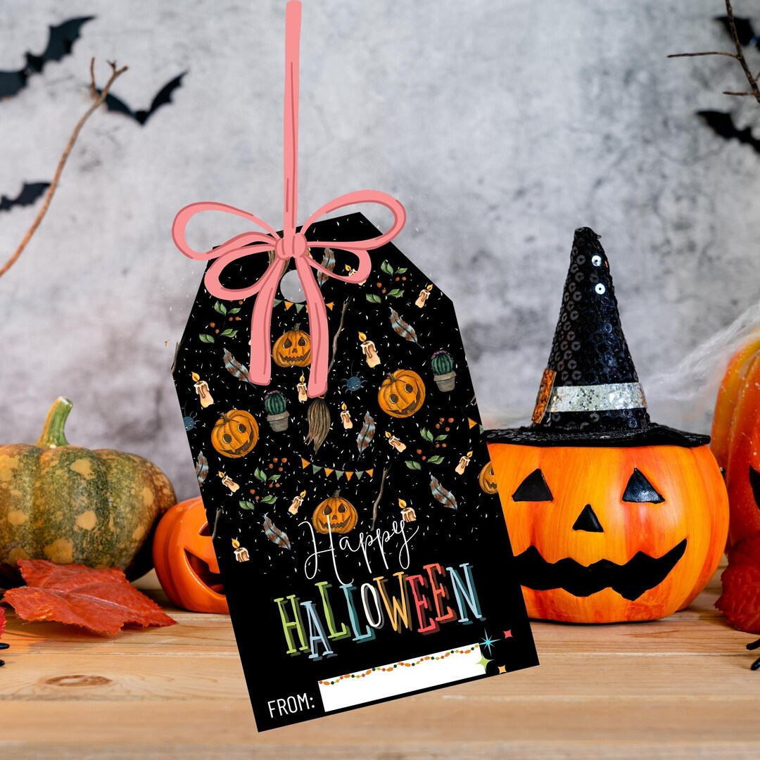 Happy Halloween Gift Tag, Trick or Treat Favor Bag Tag, Fall Gift Tags ...