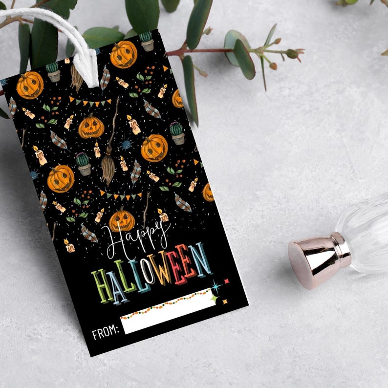 Happy Halloween Gift Tag, Trick or Treat Favor Bag Tag, Fall Gift Tags ...