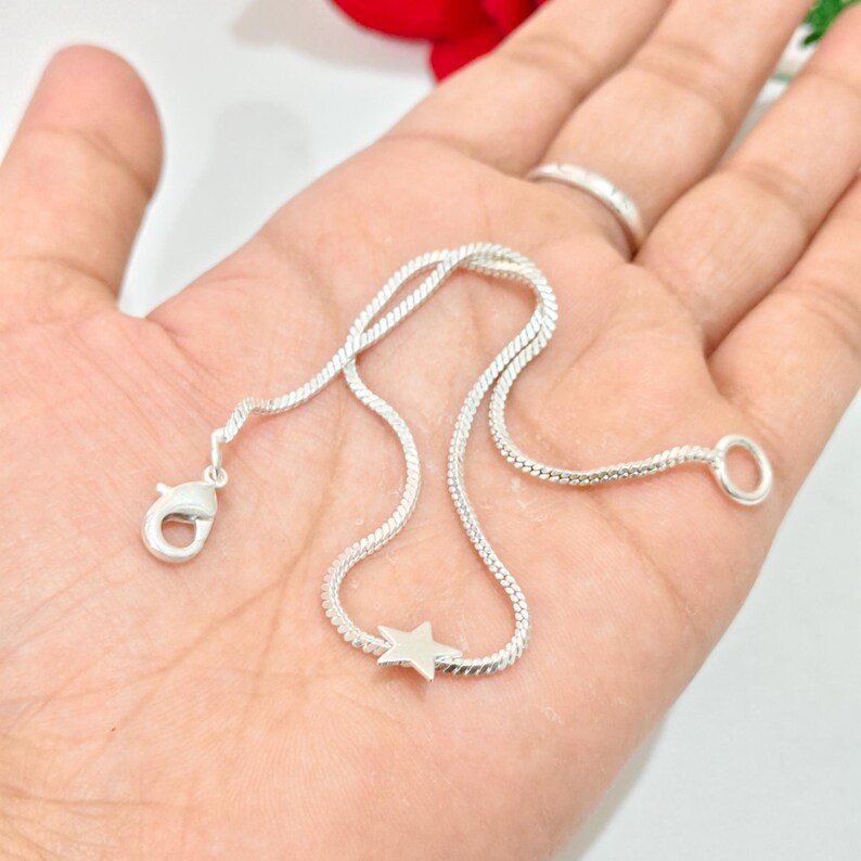 925 Sterling Silver Star Chain Handmade Anklet, Dainty Minimalist Charm ...