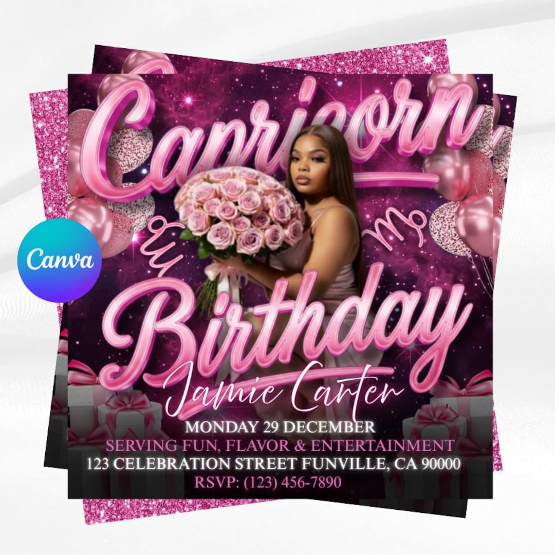 Capricorn Birthday Party Flyer, SZN Celebration, Capricorn Party Flyer ...