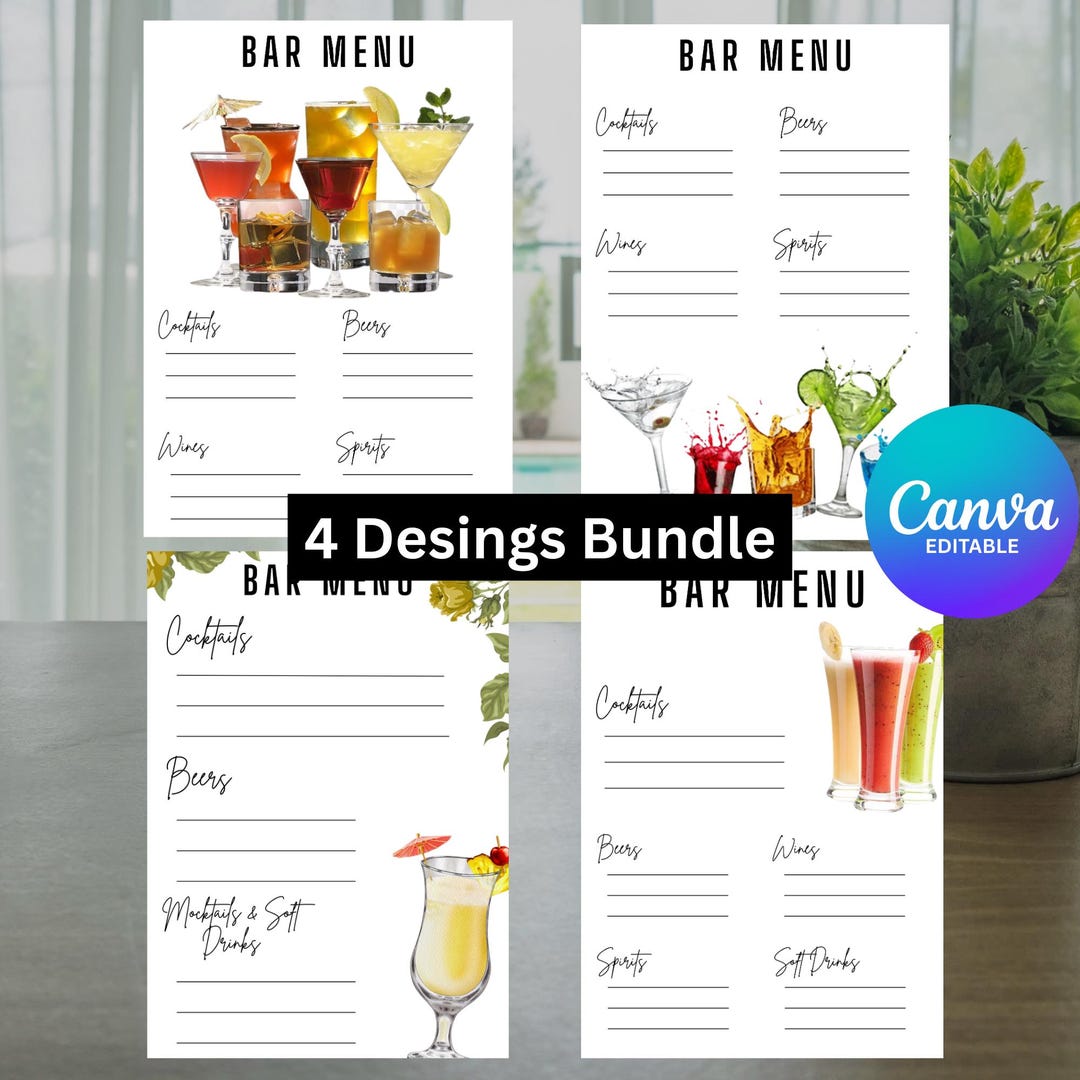 Editable 5x7 Bar Menu Template: Signature Drink Sign (digital Download ...