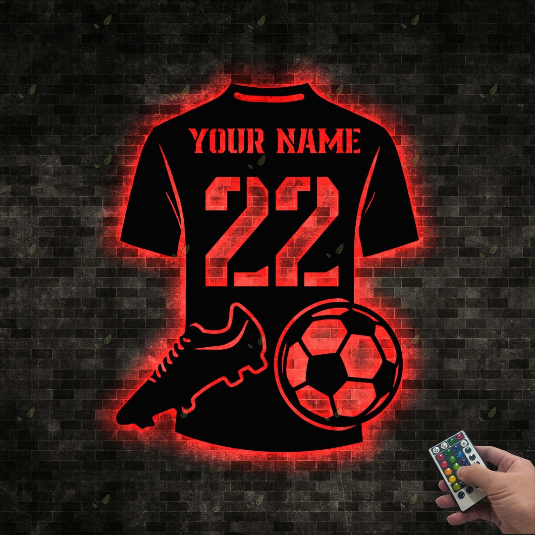 Custom Metal Jersey Sign: Personalized Player Name, Number, Soccer Gift ...