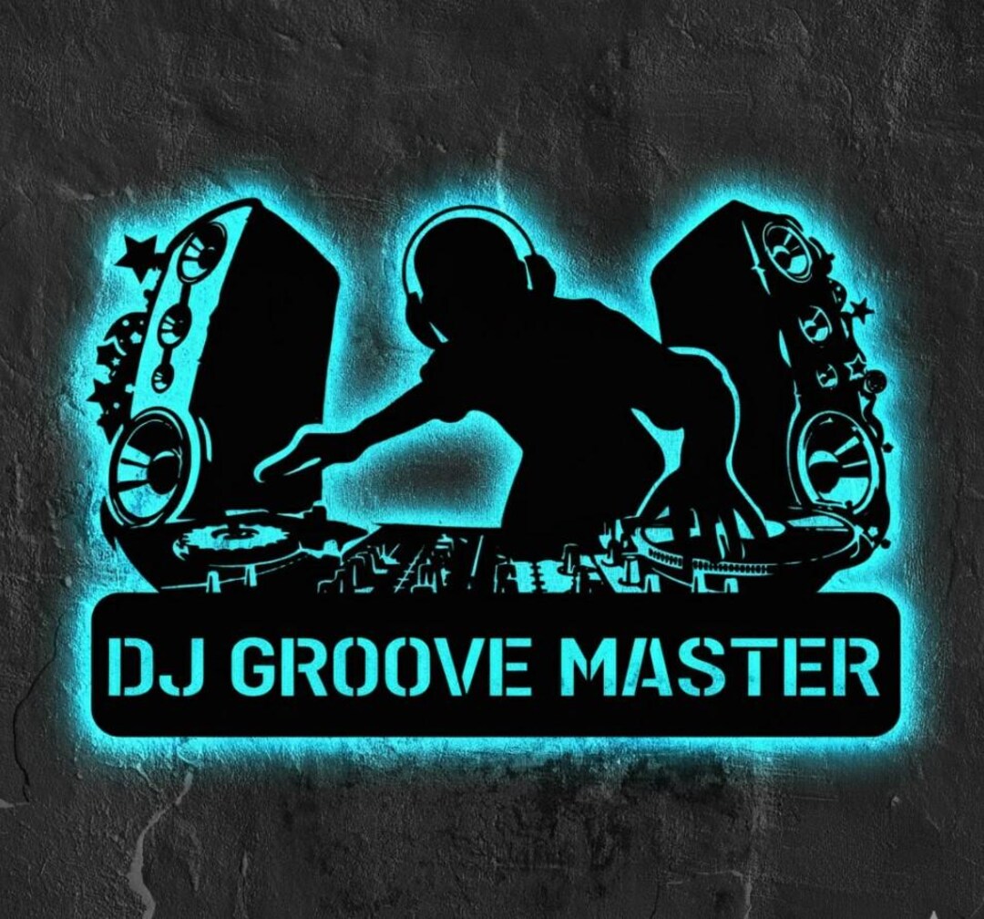 DJ Groove Master LED Sign, Turntable Wall Art, Custom Music Producer ...