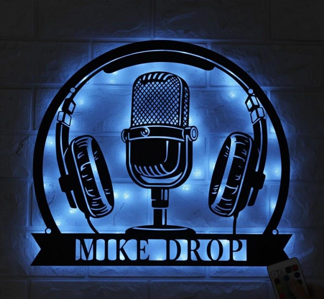 Custom Microphone & Headset Light, Studio Mic Name Sign LED Light ...