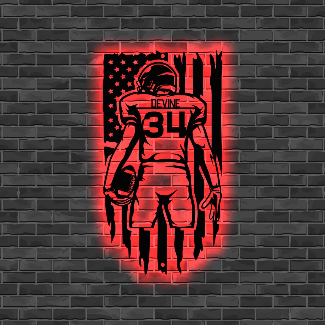 Custom American Football Metal Sign: Personalized Football Player, Text ...