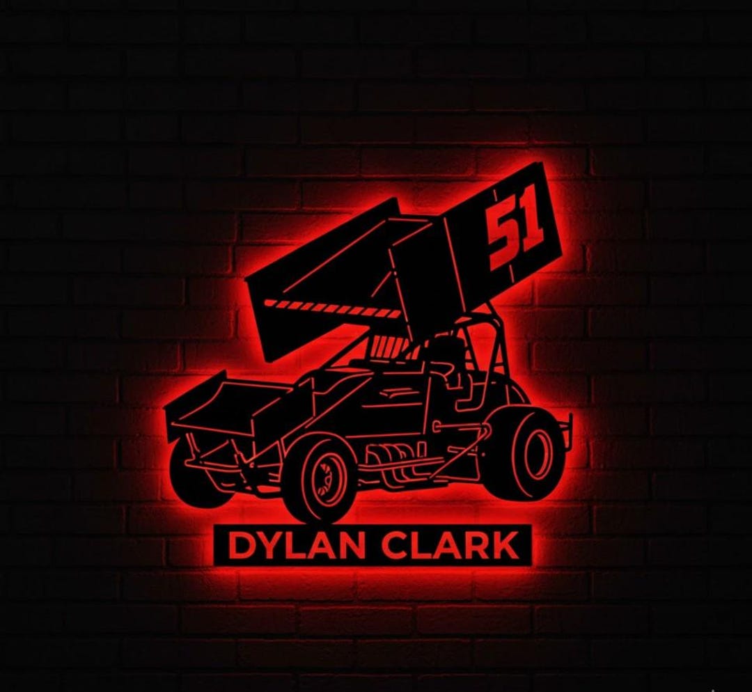 Custom Race Car LED Night Light, Personalized Name and Number Metal ...