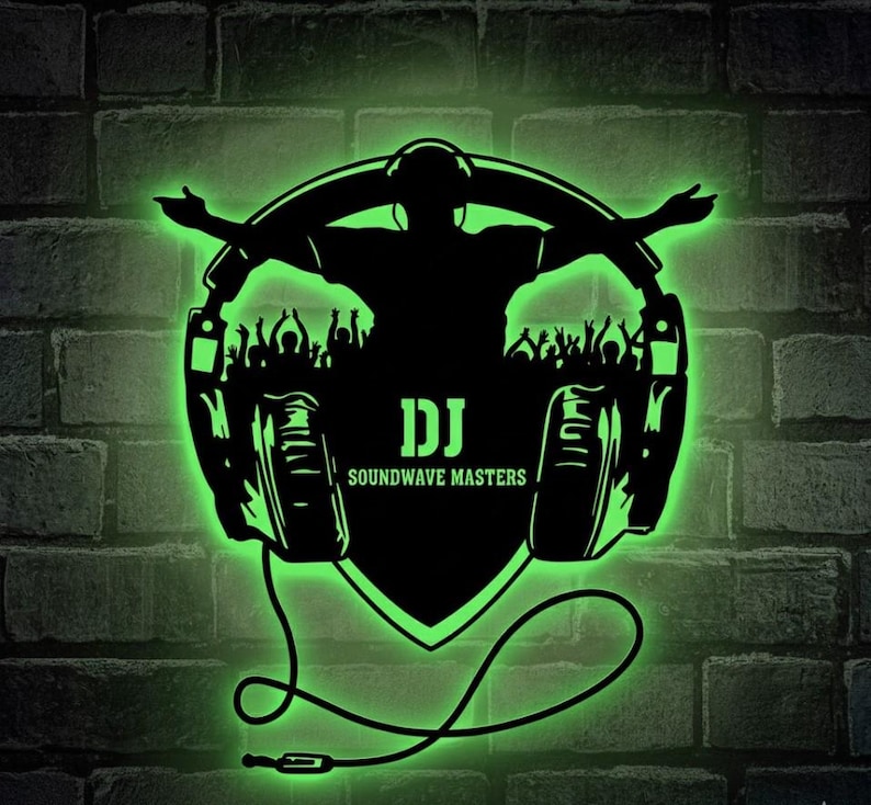Custom DJ Logo Metal Sign With LED Light, Personalized Musician Gift ...
