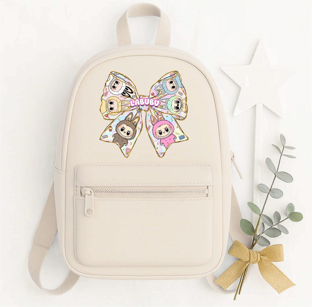 Beige Labubu Mini Backpack: Kawaii Cartoon Bag - Etsy