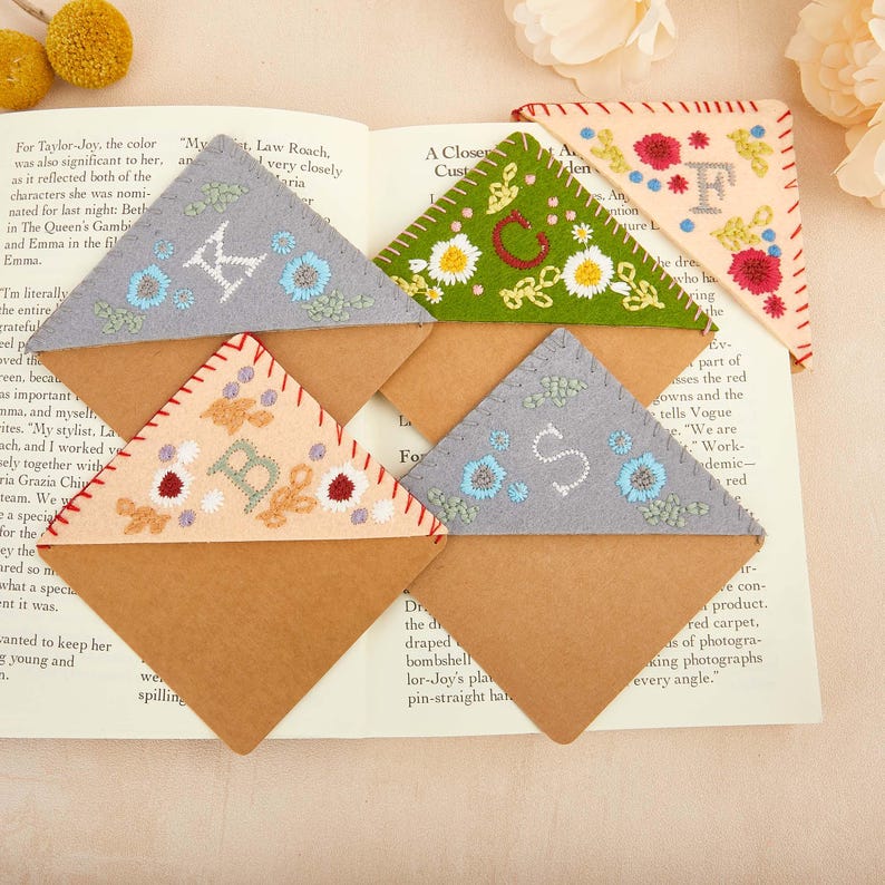 26 Letters and 4 Seasons Embroidery Felt Bookmark,personalized Hand ...