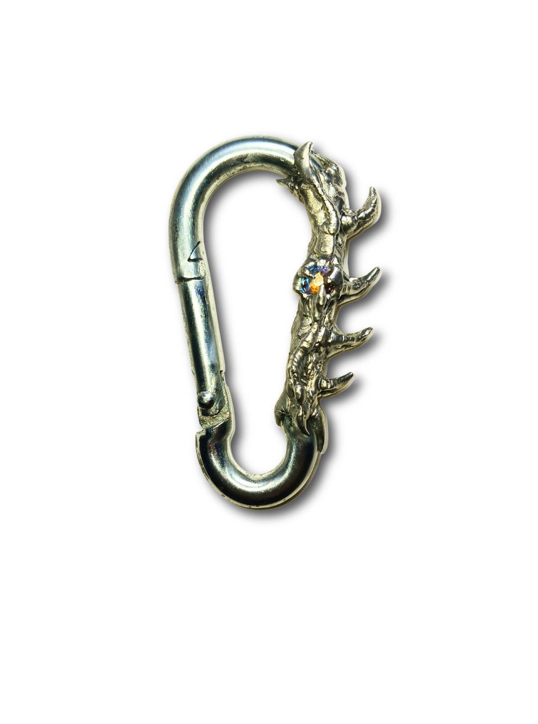 Spiky Cybersigilism Carabiner With a Crystal Detail, Y2k Grunge Alt ...