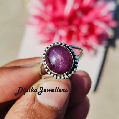 Natural Oval Star Ruby Ring | Handmade 925 Sterling Silver Gemstone ...