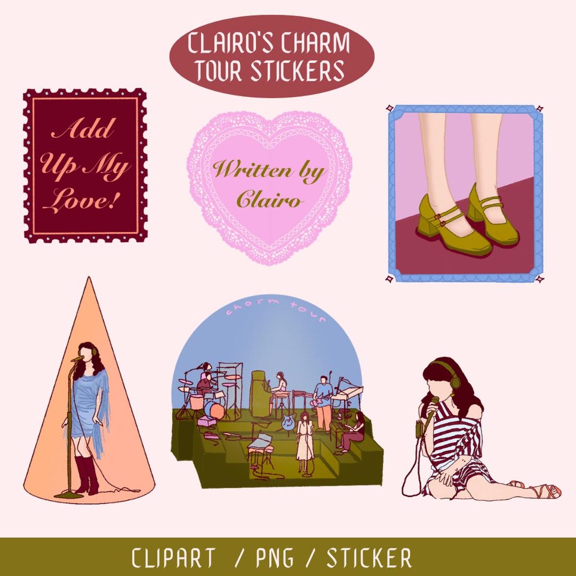 Clairo PNG Sticker Pack | Charm Tour Fan Merch | Digital Indie Stickers ...