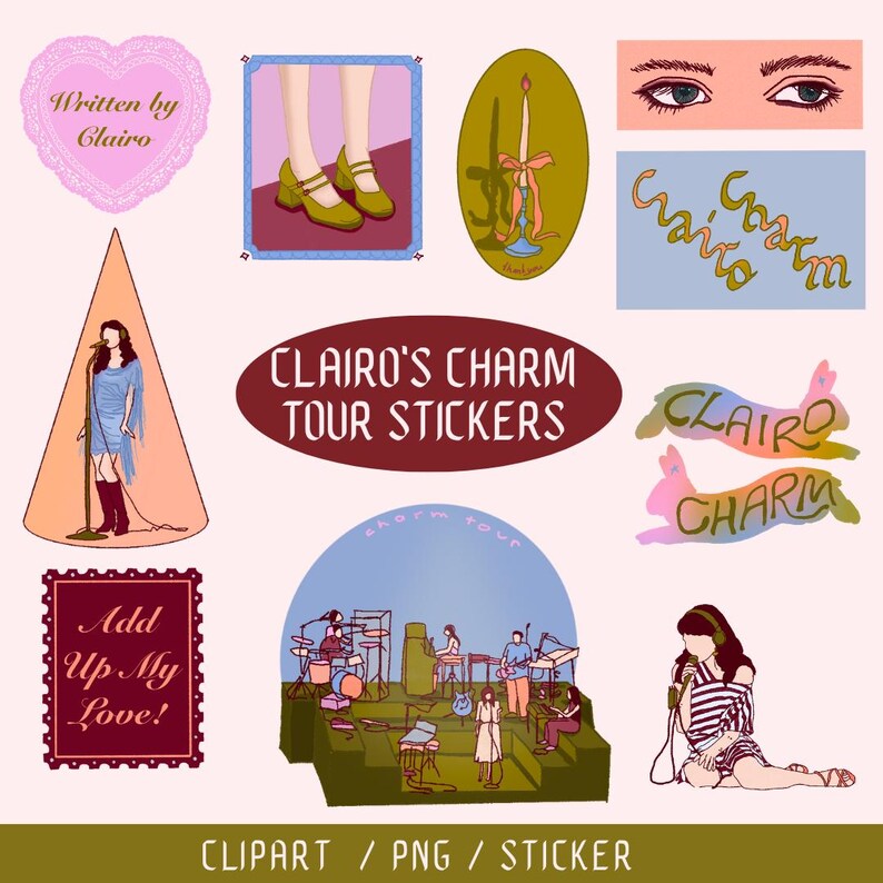 Clairo PNG Sticker Pack | Charm Tour Fan Merch | Digital Indie Stickers ...