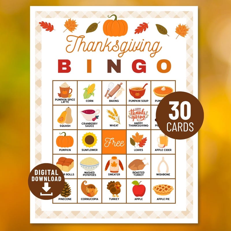 Thanksgiving Bingo - Etsy