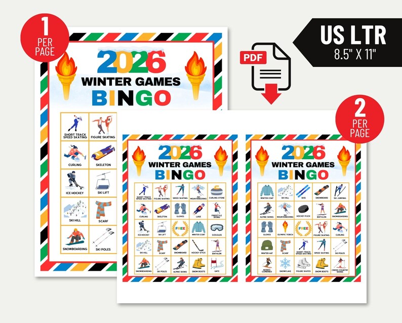Winter Games Bingo, 30 Winter Games Bingo Cards, Printable 2026 Milan ...