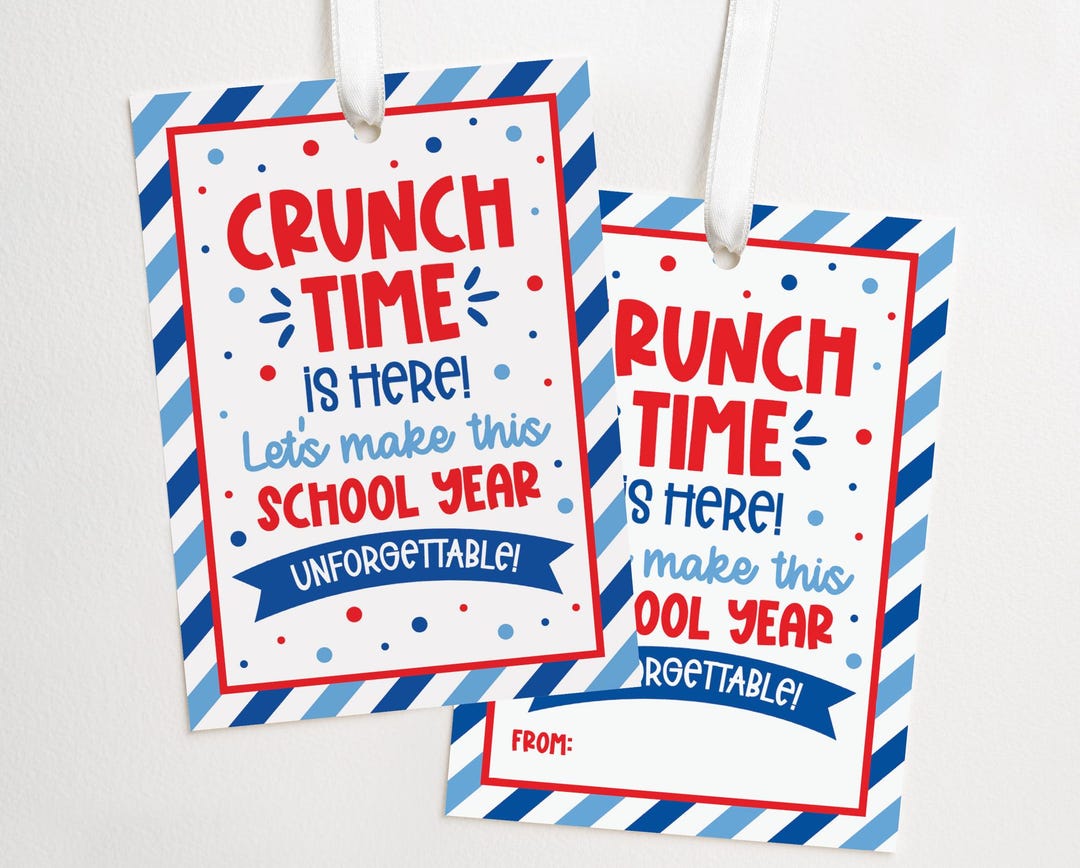 Crunch Time Gift Tag, Chocolate Bar Printable Tag, Digital Download ...