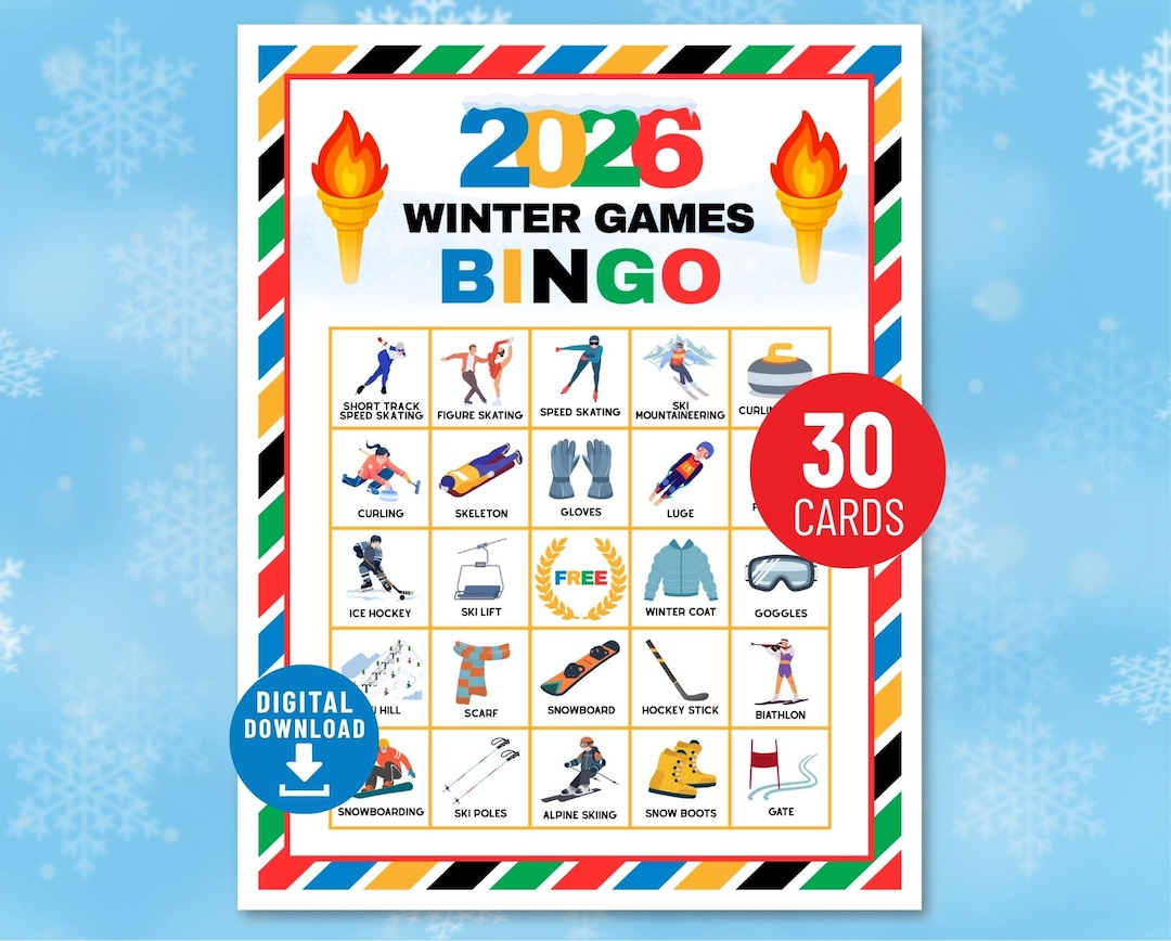 Winter Games Bingo, 30 Winter Games Bingo Cards, Printable 2026 Milan ...