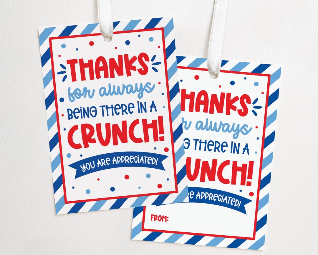 Crunch Gift Tag, Chocolate Bar Printable Tag, Digital Download, Thanks ...