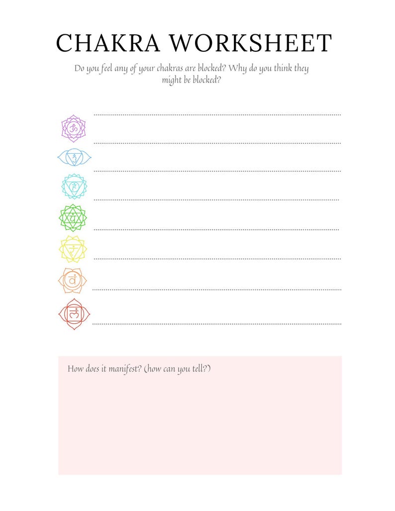 Chakra Journal Printable | Spiritual Meditation Workbook (PDF) - Etsy