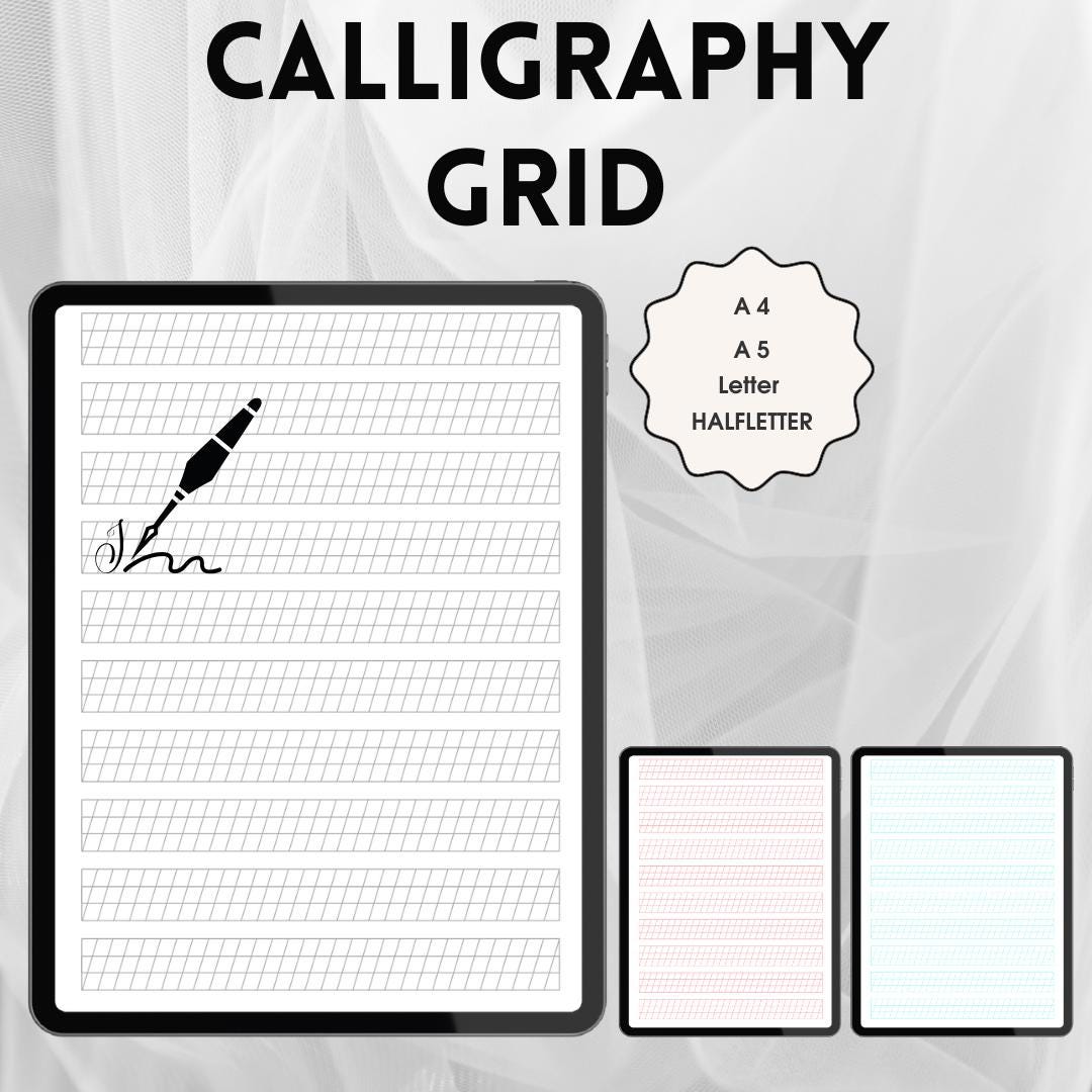 Calligraphy Grid Practice Sheets | Slanted Paper, Modern Template ...
