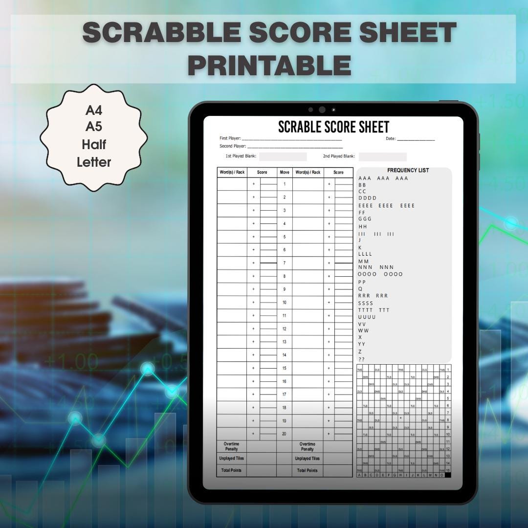 Scrabble Score Sheet Printable | 2-player Game Tracker (PDF) - Etsy