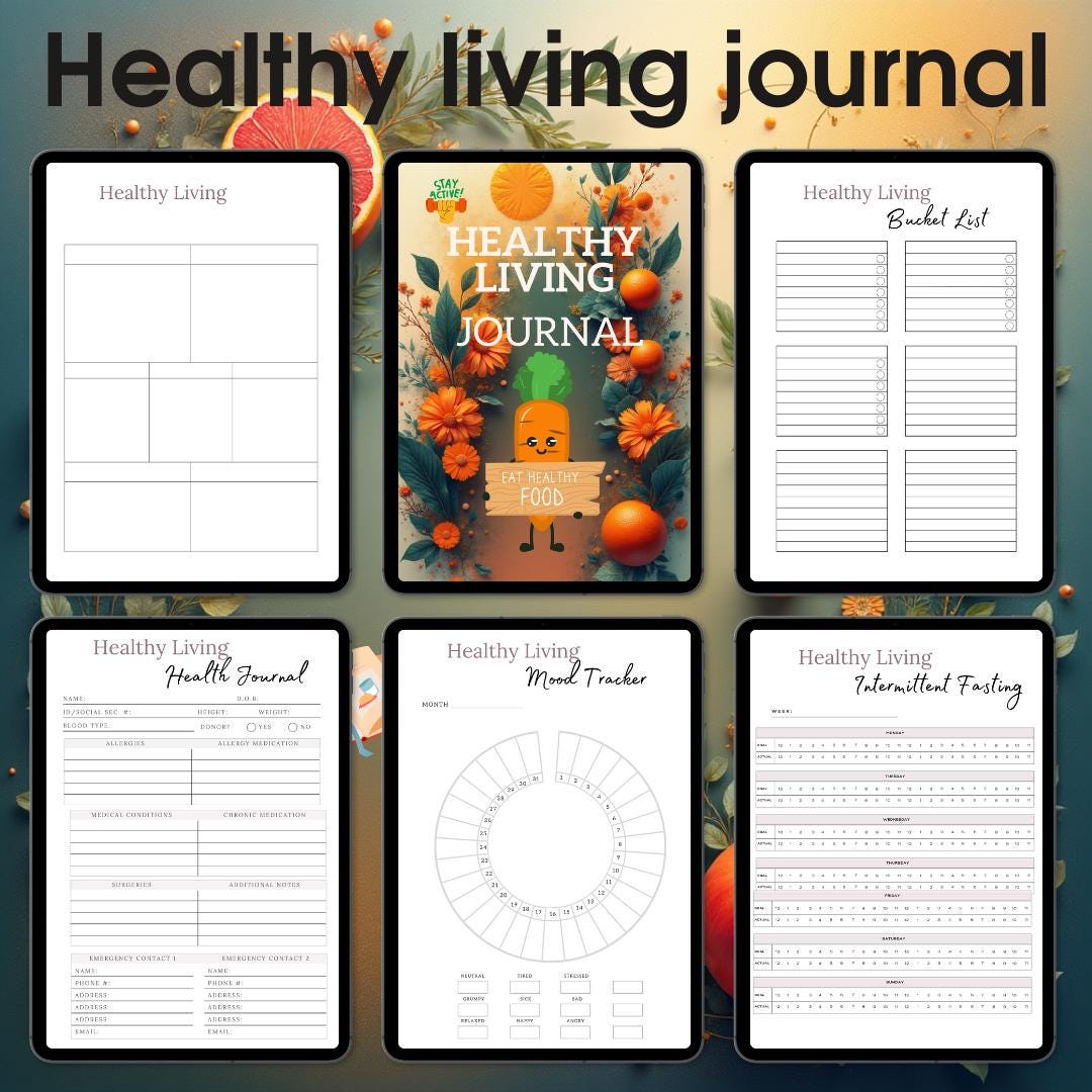 Wellness Journal Printable | Habit, Meal, Fitness Tracker (PDF) - Etsy