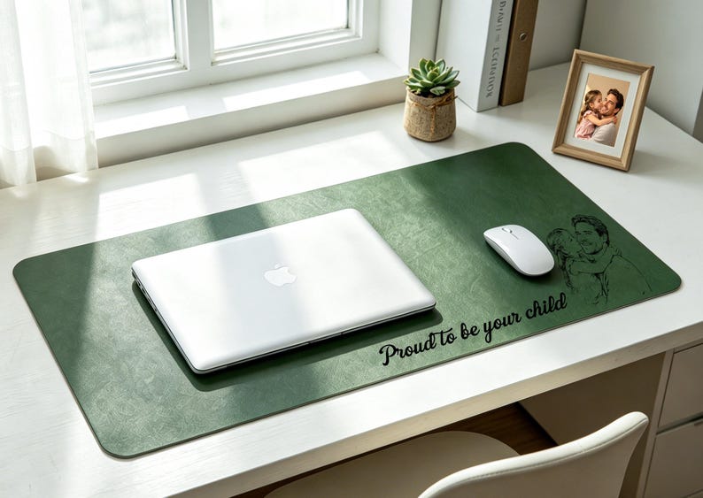 Custom Sketch Desk Mat for Dad, Personalized Photo Desk Mat, Fathers ...