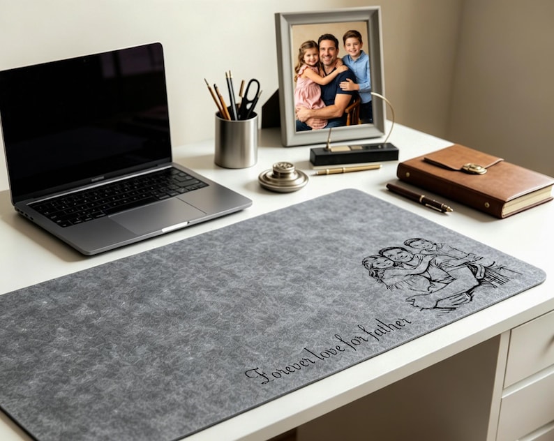 Custom Sketch Desk Mat for Dad, Personalized Photo Desk Mat, Fathers ...