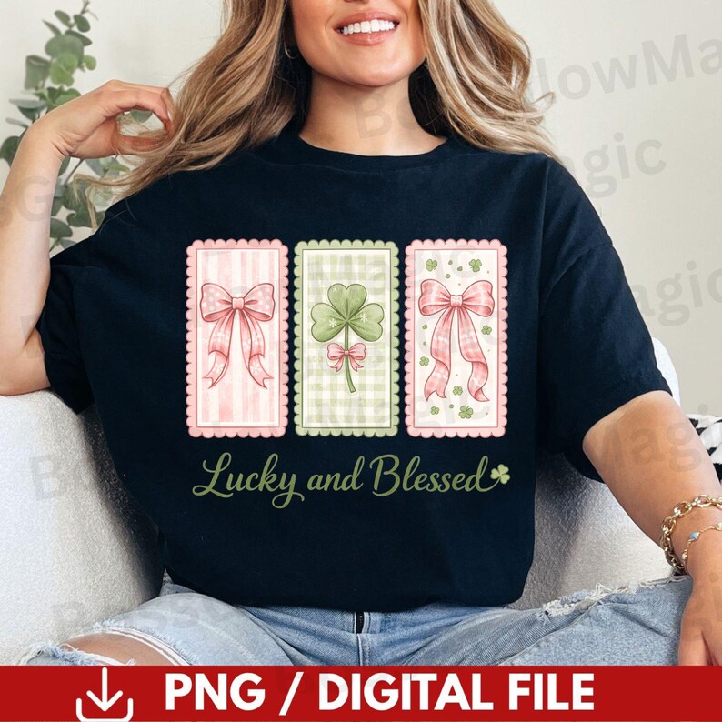 Lucky and Blessed Patrick Png L Retro Coquette St Patrick's Day Design ...
