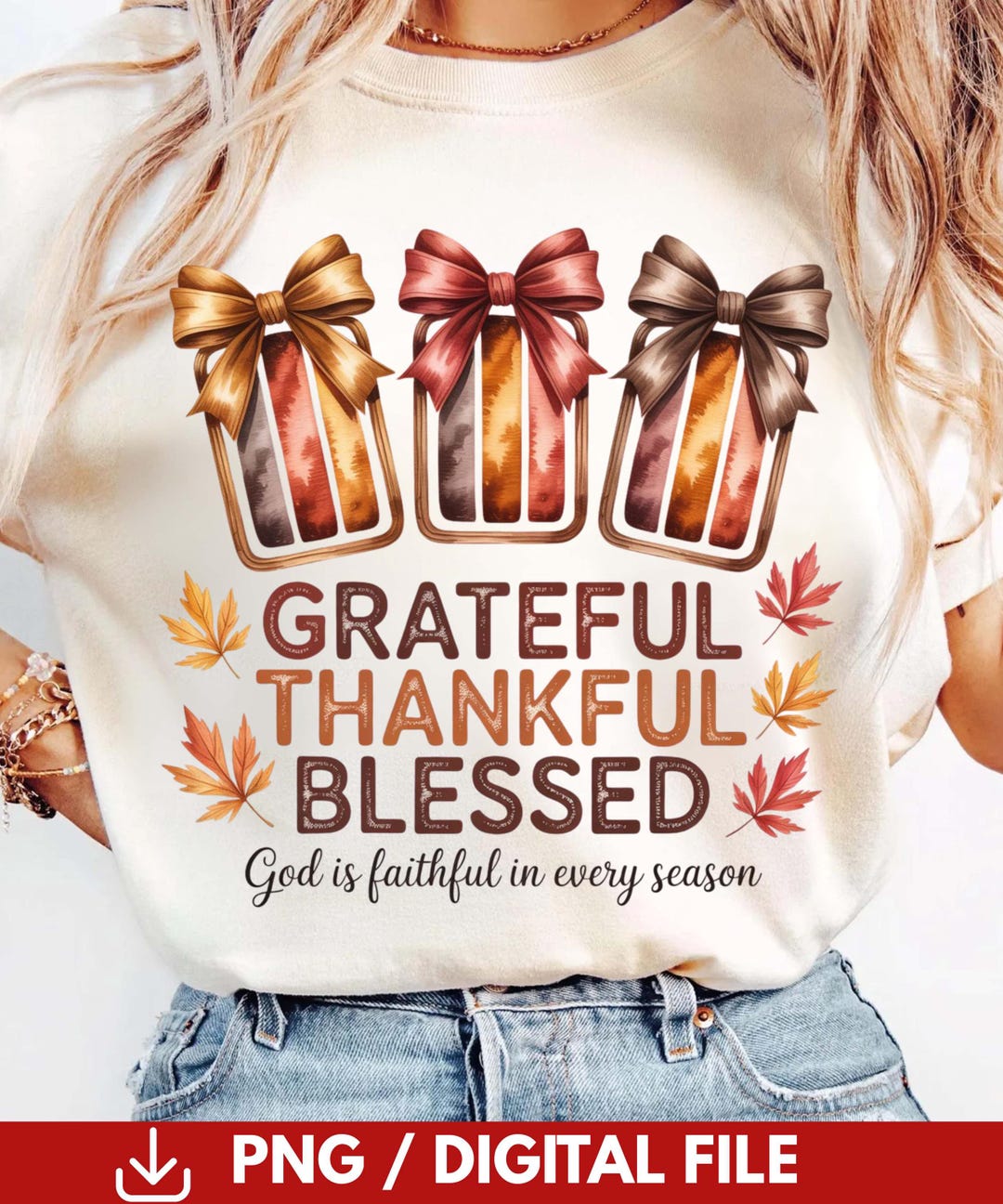 Grateful Thankful Blessed PNG, Coquette Fall Faith Based Autumn PNG ...